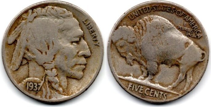 USA 5 Cents 1937 D F | MA-Shops