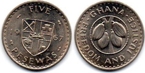 Ghana 5 Pesewas 1967 AU | MA-Shops