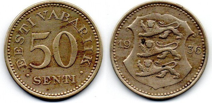 Estonie 50 Senti 1936 F+ | MA-Shops