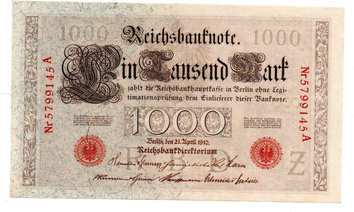 Allemagne - Deutschland - Germany 1000 Mark 21/04/1910 EF | MA-Shops