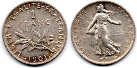 France -Frankreich 1 Franc 1901 EF | MA-Shops