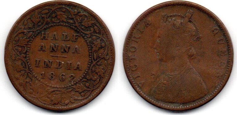 British India Half Anna 1862 Victoria F | MA-Shops