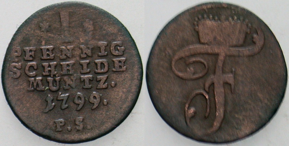 Waldeck Pfennig 1799 Arolsen Friedrich 1763-1812. Fast sehr schön | MA ...