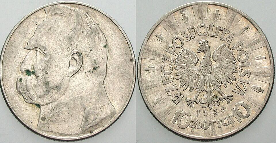 Polen 10 Zloty 1935 Republik 1918-1939. Fleckig, sonst sehr schön - vorzüglich | MA-Shops
