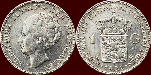 Koninkrijk der Nederlanden 1 Gulden 1929 NEDERLAND (NETHERLANDS, KINGDOM) - WILHELMINA, 1890 ...