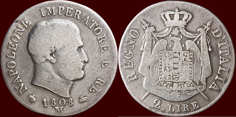 2 Lire 1808 M ITALY, KINGDOM - NAPOLEON I, 1805-1814 - g fine | MA-Shops