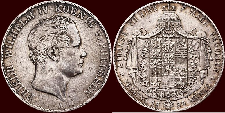 Doppeltaler GERMANY - PREUSSEN, KÖNIGREICH - FRIEDRICH WILHELM IV, 1840 ...