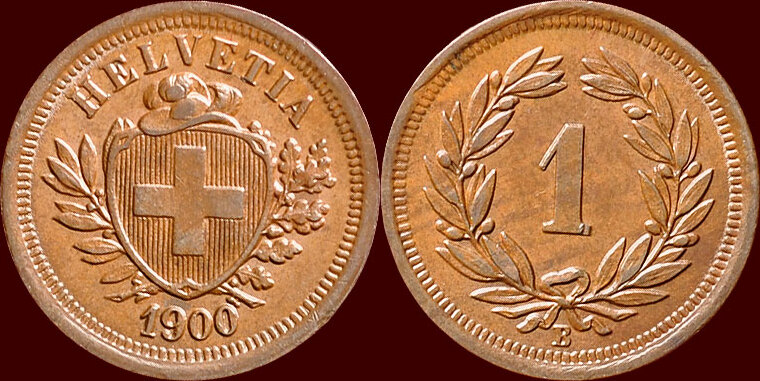 1 Rappen SWITSERLAND ( SCHWEIZ ) - CONFEDERATION - 1900 B, Bern unz- | MA-Shops