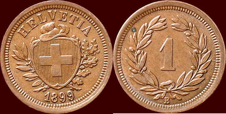 1 Rappen SWITSERLAND ( SCHWEIZ ) - CONFEDERATION - 1899 B, Bern unz- | MA-Shops