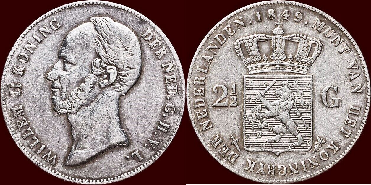 Koninkrijk der Nederlanden 2 ½ Gulden 1849 NEDERLAND (NETHERLANDS, KINGDOM) - WILLEM II, 1840 ...