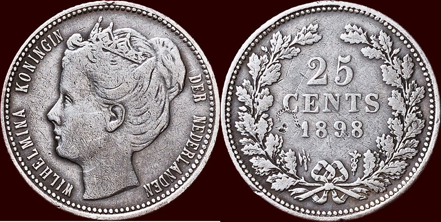 Koninkrijk der Nederlanden 1898 NEDERLAND (NETHERLANDS, KINGDOM) - WILHELMINA, 1890-1948 - 25 ...