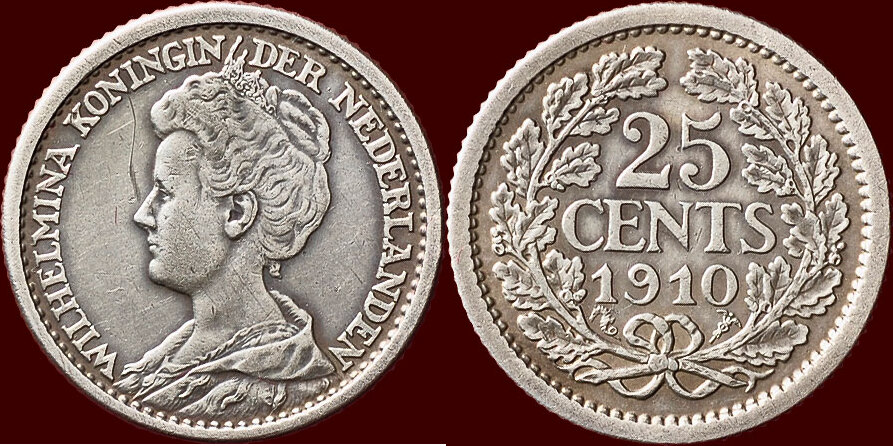 Koninkrijk der Nederlanden 1910 NEDERLAND (NETHERLANDS, KINGDOM) - WILHELMINA, 1890-1948 - 25 ...