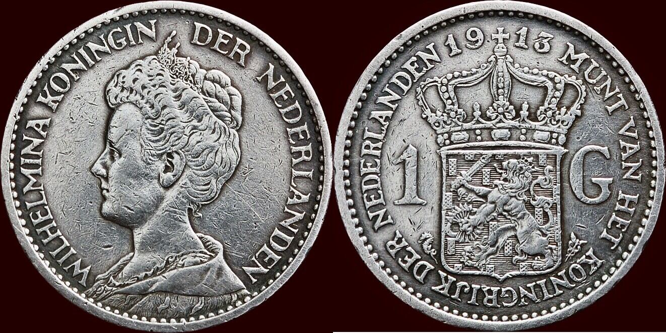 Koninkrijk der Nederlanden 1 Gulden 1913 NEDERLAND (NETHERLANDS ...
