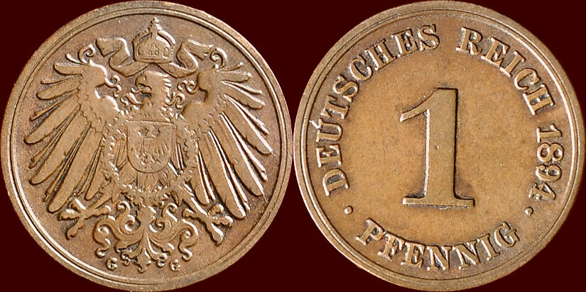 1 Pfennig GERMANY - DEUTSCHES REICH - WILHELM II, 1888-1918 - 1894 G ...
