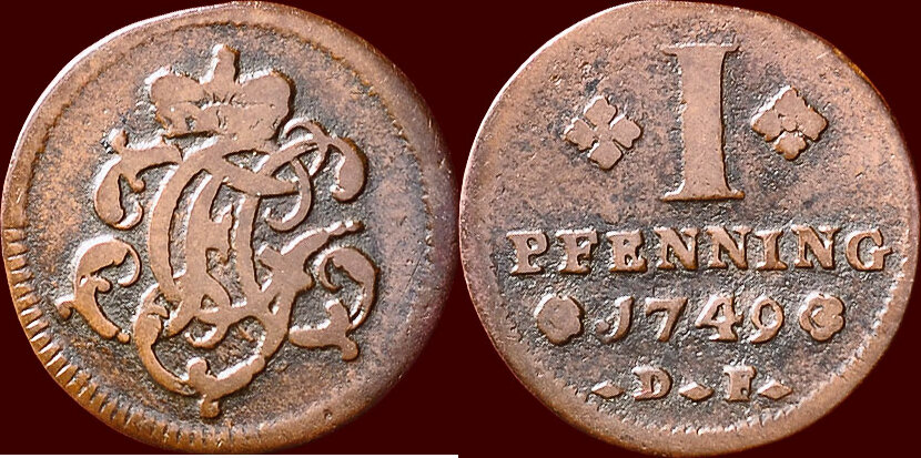 1749 DF GERMANY - TRIER, ERZBISTUM - FRANZ GEORG VON SCHÖNBORN-Puckheim, 1729-1756 - 1 Pfenning ...