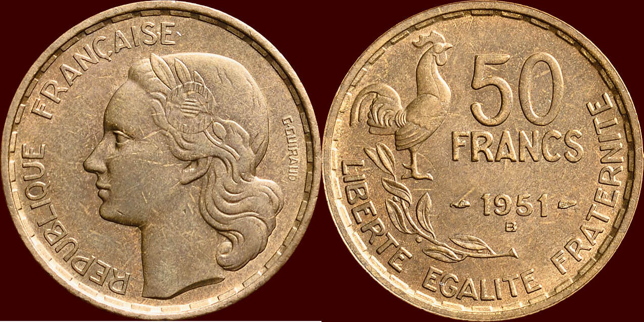 FRANCE - FOURTH REPUBLIC, 1947-1959 - 50 Francs 1951 B, Beaumont (Le ...
