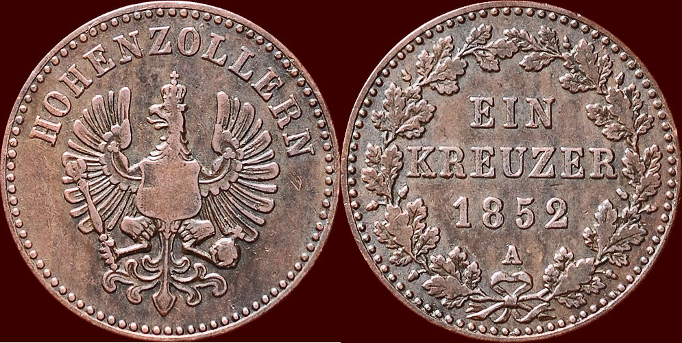 1 Kreuzer GERMANY - HOHENZOLLERN-SIGMARINGEN - FRIEDRICH WILHELM IV ...