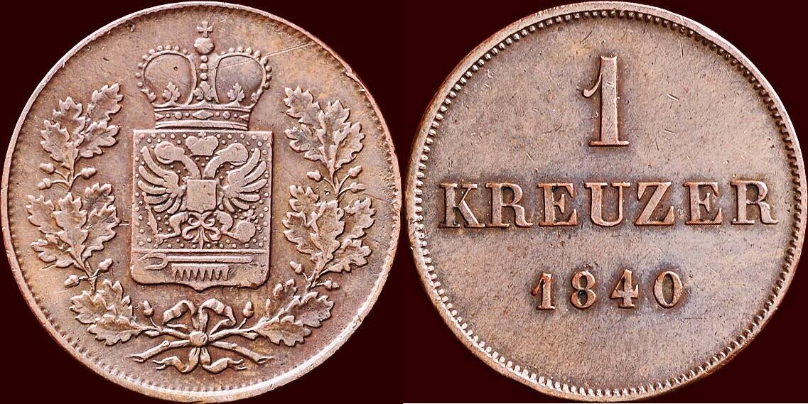 1 Kreuzer 1840 GERMANY - SCHWARZBURG-RUDOLSTADT - FRIEDRICH GÜNTHER ...
