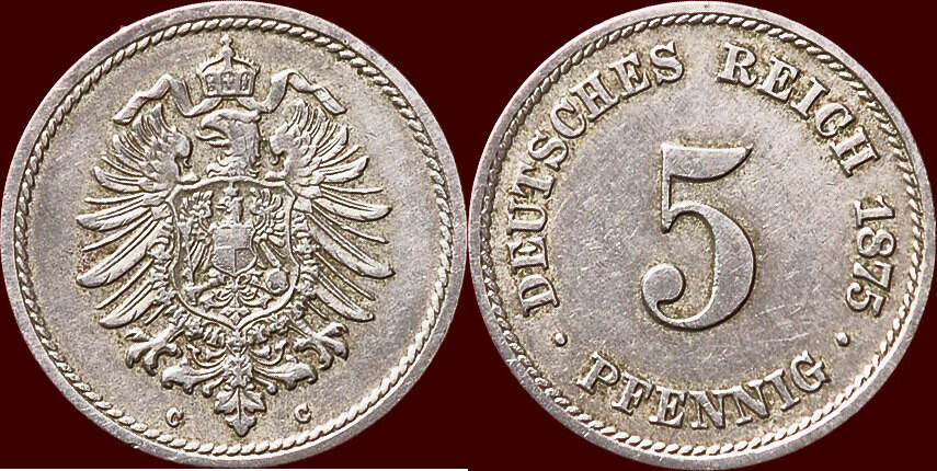 5 Pfennig GERMANY - DEUTSCHES REICH - WILHELM I, 1871-1888 - 1875 C ...