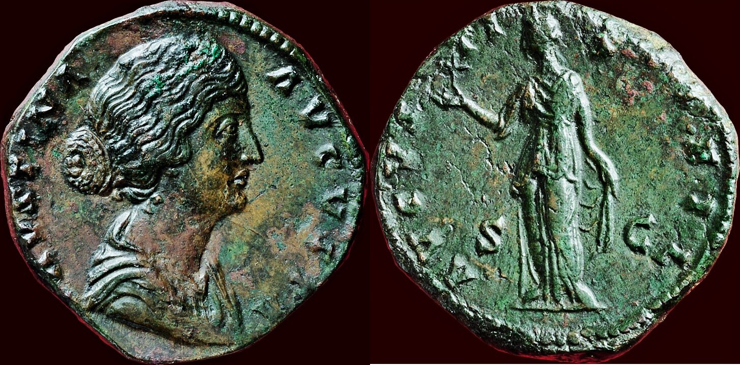 Roman Empire AE Sestertius (157-161) FAUSTINA THE YOUNGER, wife of Marcus Aurelius - Rome xf-à ...