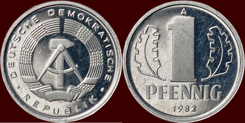 1 Pfennig 1982 A GERMANY - DDR, 1949-1990 - 1982A, Berlin PP (PP) | MA ...