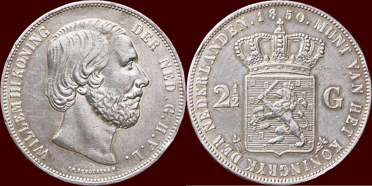 Koninkrijk der Nederlanden 1850 NEDERLAND (NETHERLANDS, KINGDOM) - WILLEM III, 1849-1890 - 2 ½ ...