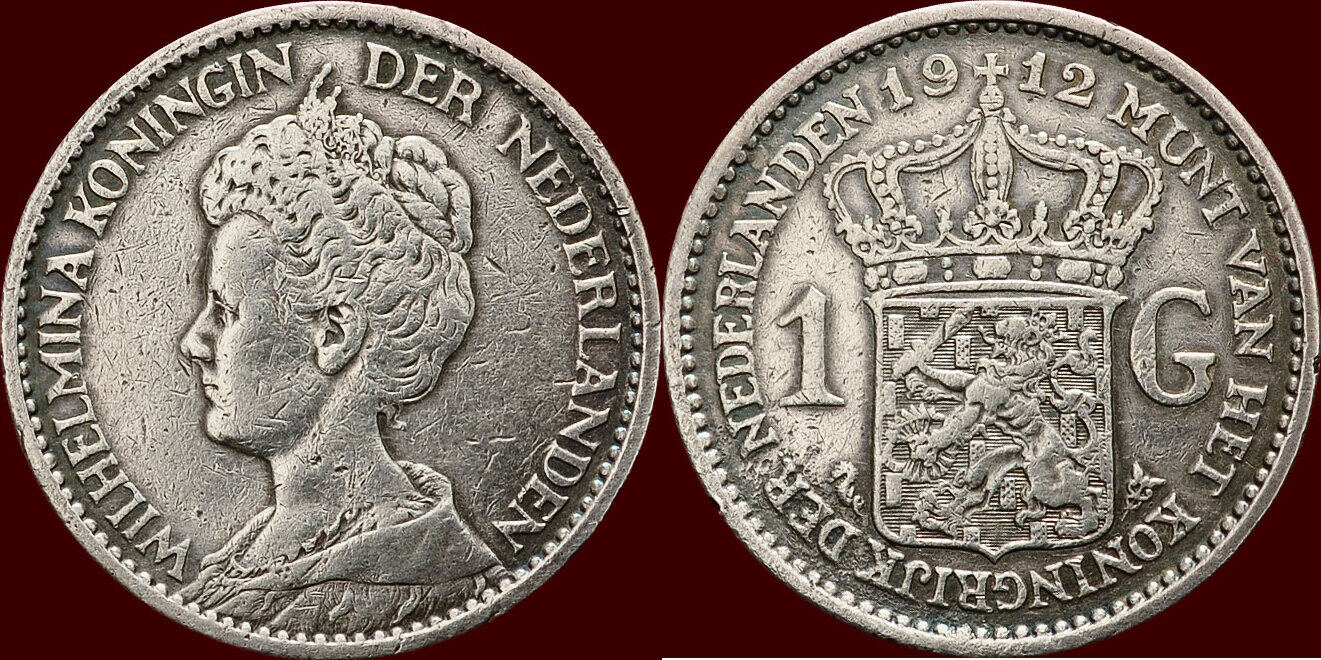 Koninkrijk der Nederlanden 1 Gulden 1912 NEDERLAND (NETHERLANDS, KINGDOM) - WILHELMINA, 1890 ...