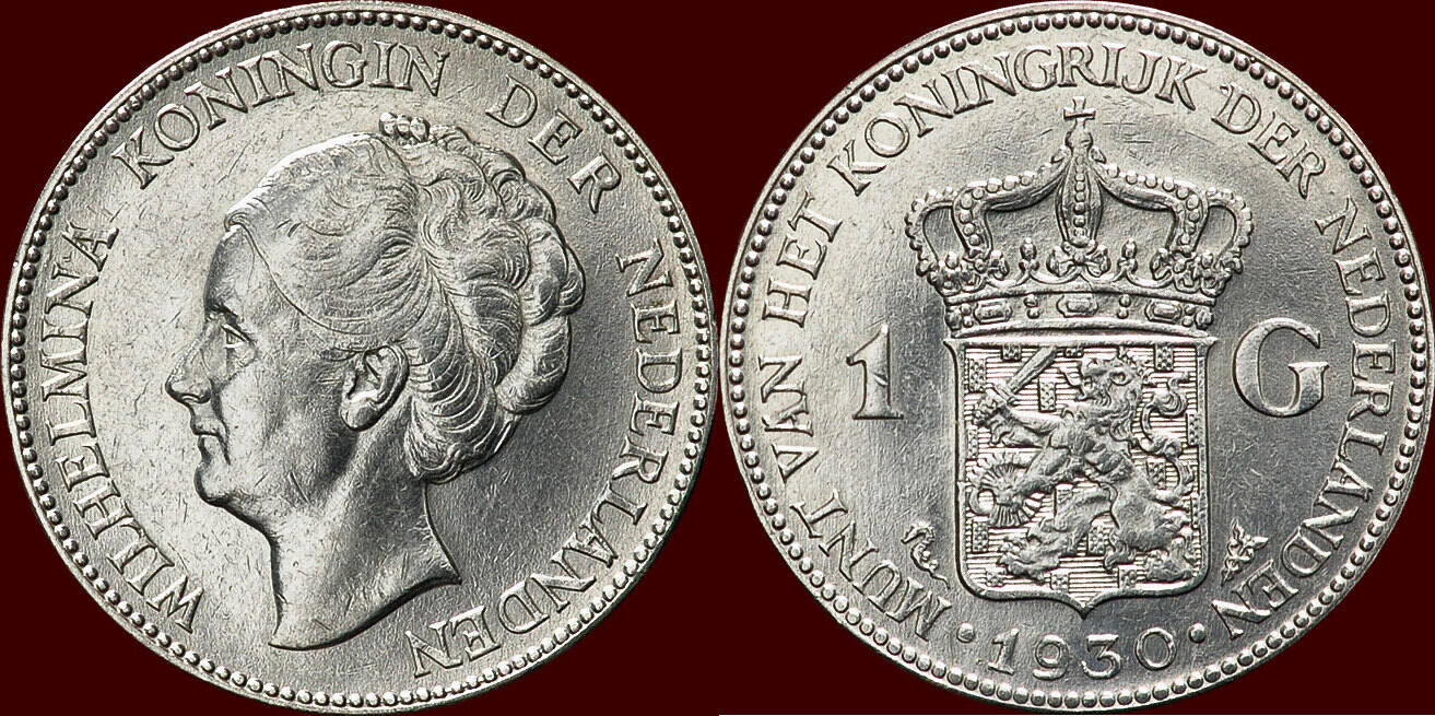 Koninkrijk der Nederlanden 1 Gulden 1930 NEDERLAND (NETHERLANDS, KINGDOM) - WILHELMINA, 1890 ...