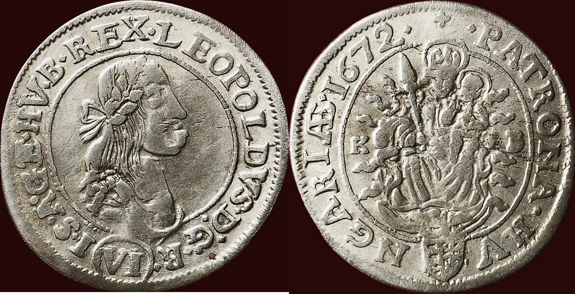 HABSBURG EMPIRE - HUNGARY - LEOPOLD I, 1657-1705 - 6 Kreuzer 1672 KB, Kremnitz vf- | MA-Shops