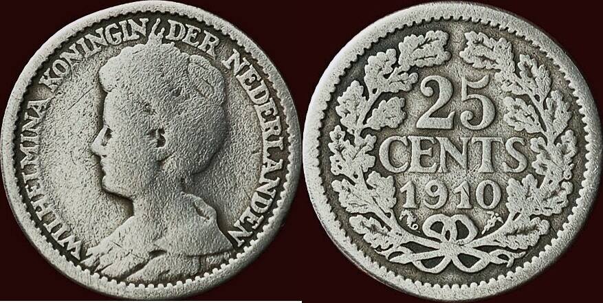 Koninkrijk der Nederlanden 1910 NEDERLAND (NETHERLANDS, KINGDOM) - WILHELMINA, 1890-1948 - 25 ...