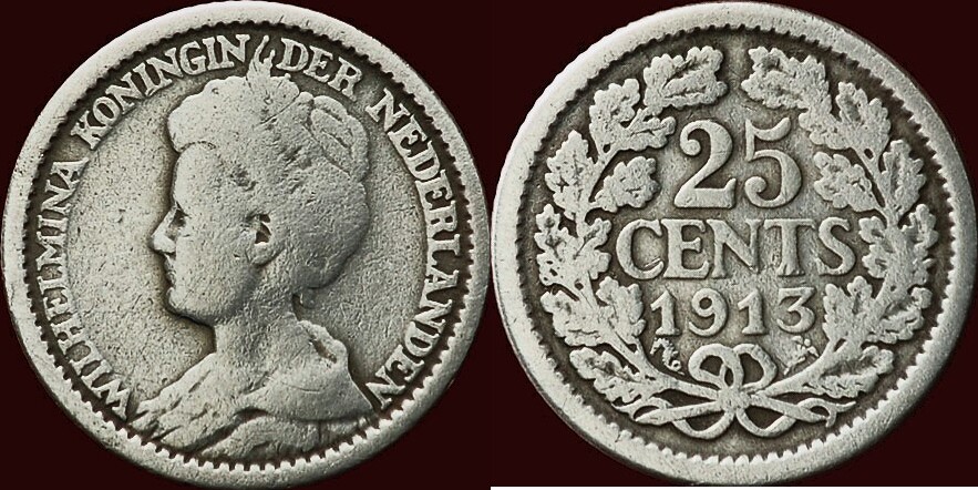 Koninkrijk der Nederlanden 1913 NEDERLAND (NETHERLANDS, KINGDOM) - WILHELMINA, 1890-1948 - 25 ...