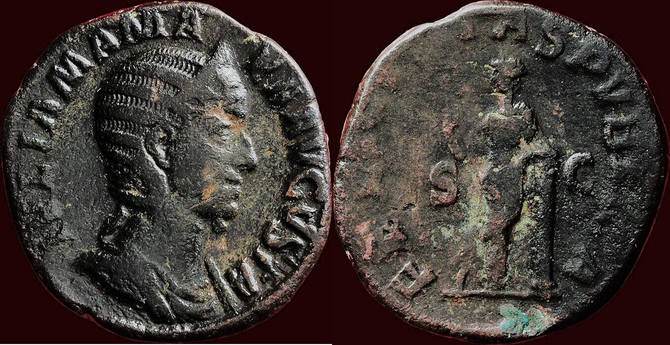 Roman Empire AE Sestertius (228) JULIA MAMAEA, mother of Severus ...