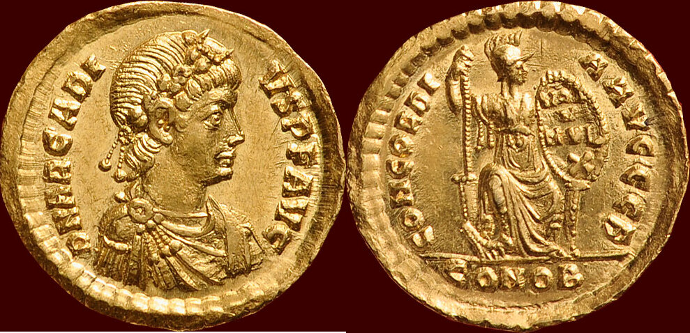 Roman Empire AV Solidus (385-387) ARCADIUS, 383-408 - Constantinopolis ...
