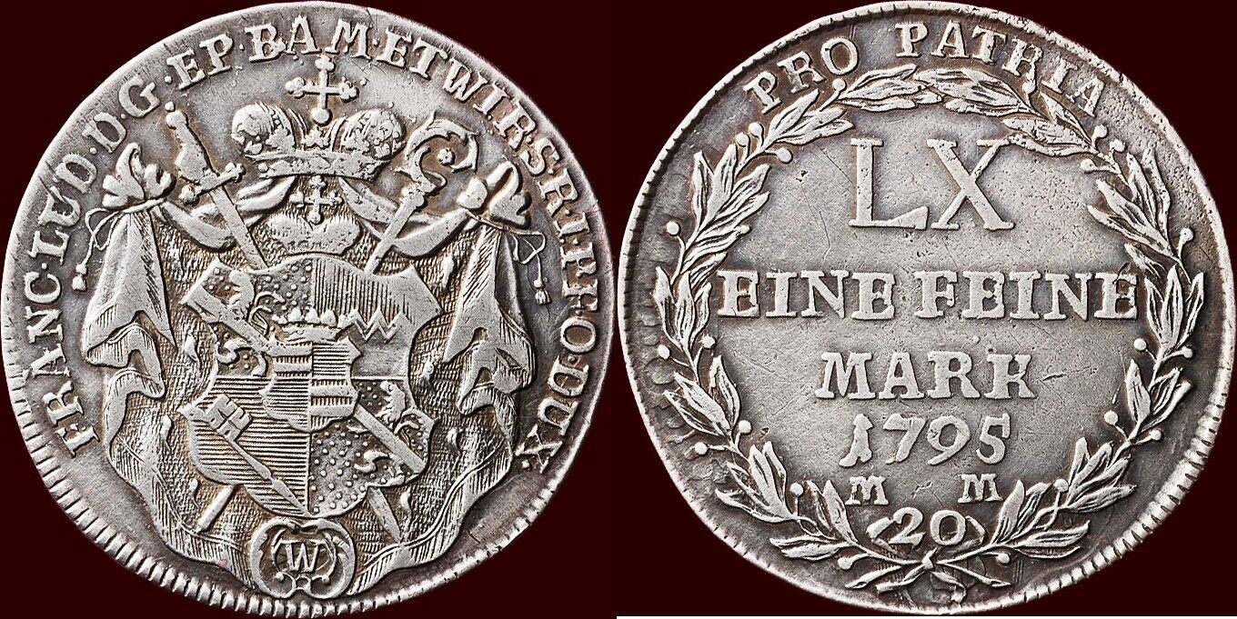 20 Kreuzer 1795 MM GERMANY - WÜRZBURG, BISTUM - FRANZ LUDWIG VON ERTHAL ...