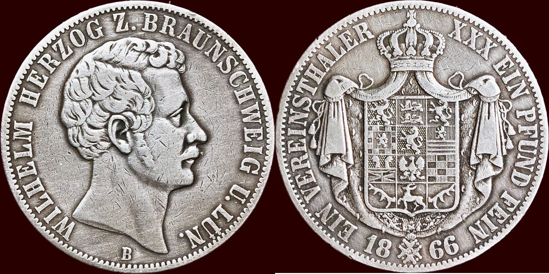 Taler GERMANY - BRAUNSCHWEIG-WOLFENBÜTTEL - WILHELM, 1831-1884 - 1866/5 ...