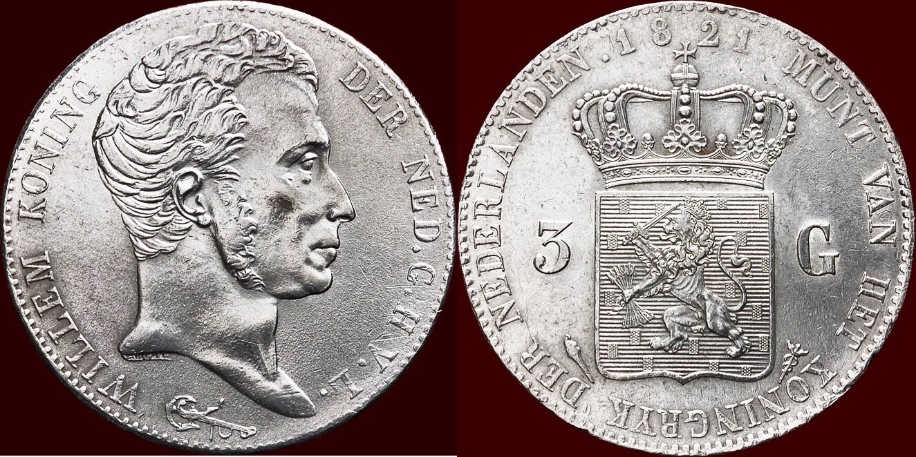 Koninkrijk der Nederlanden 3 Gulden NEDERLAND (NETHERLANDS, KINGDOM ...