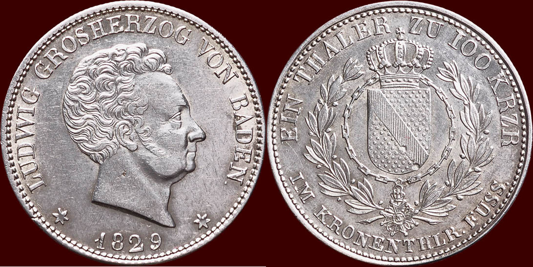 100 Kreuzer GERMANY - BADEN, GROSHERTOGTUM - LUDWIG WILHELM AUGUST ...