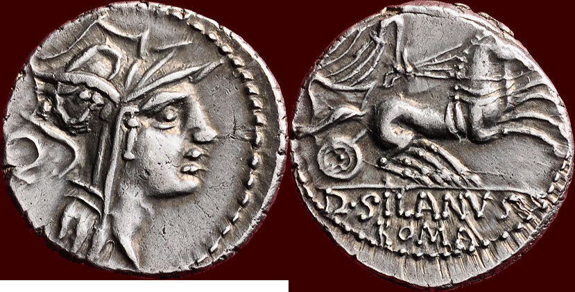 AR Denarius (91 v. Chr) ROMAN REPUBLIC - DECIMUS JUNIUS SILANUS, LUCII ...