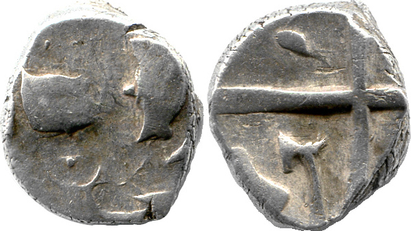 VOLQUES TECTOSAGES 2./1.Jh. v.Chr Kreuzdrachme / kubistische ...