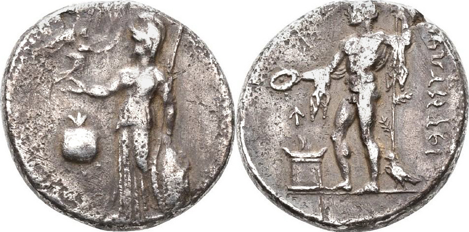 Pamphylien / Side Stater 400/350 v. Chr. Granatapfel u. Apollon ss | MA ...