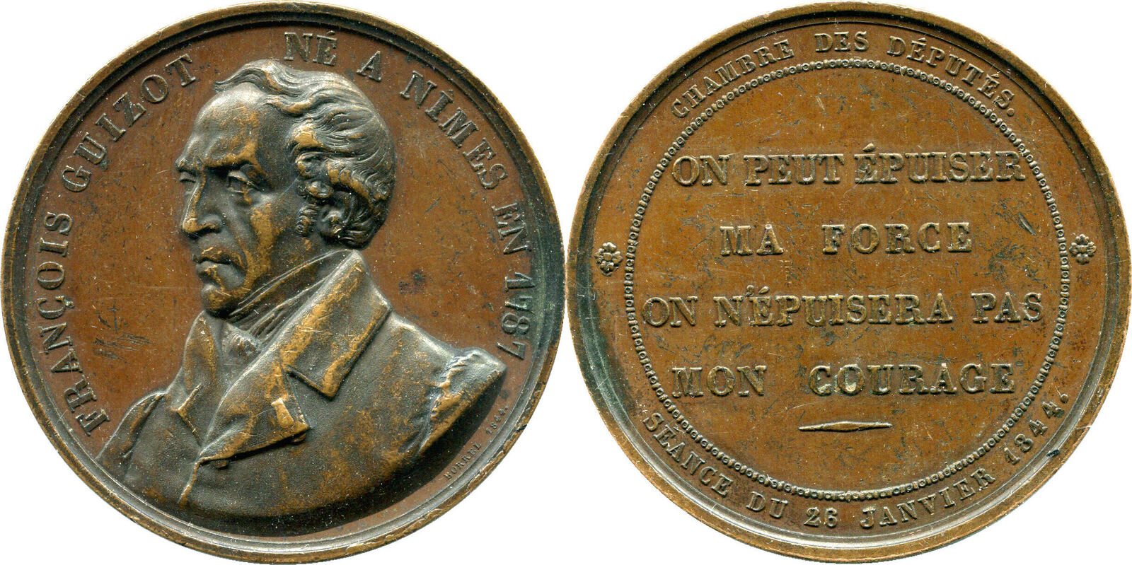 Frankreich Bronzemedaille 1844 François Guizot, gewidmet von der ...