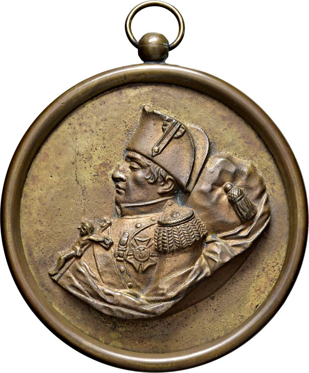 NAPOLEON UND SEINE ZEIT Bronzegussmeaillon o.J. (1821) Tod Napoleons vz ...