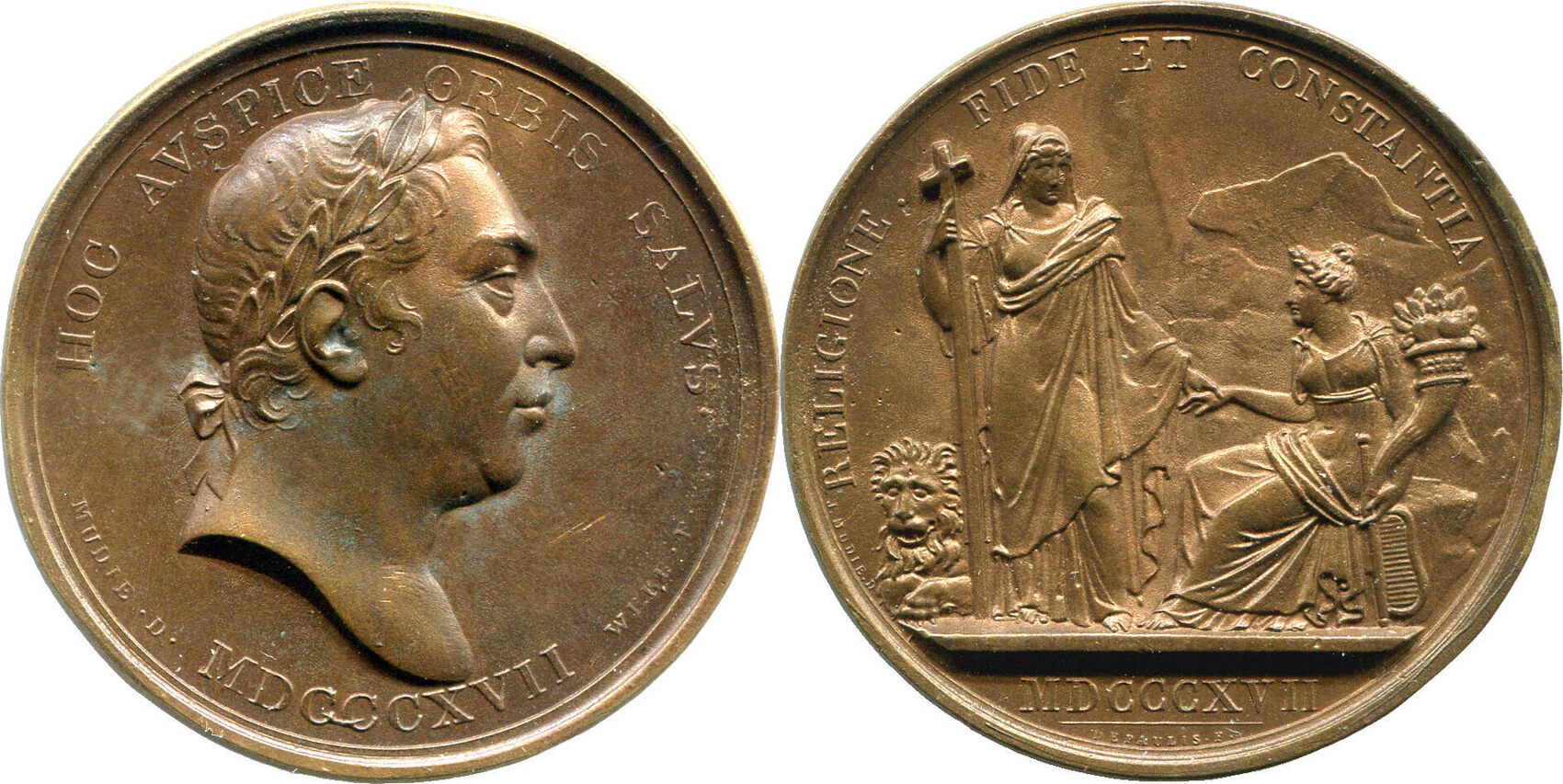 NAPOLEON UND SEINE ZEIT Bronzemedaille 1817 Widmungsmedaille für den ...