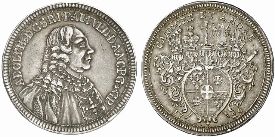 Fulda, Fürstabtei Taler 1729 1735 Adolf von Dalberg (1726-1737) ss-vz ...