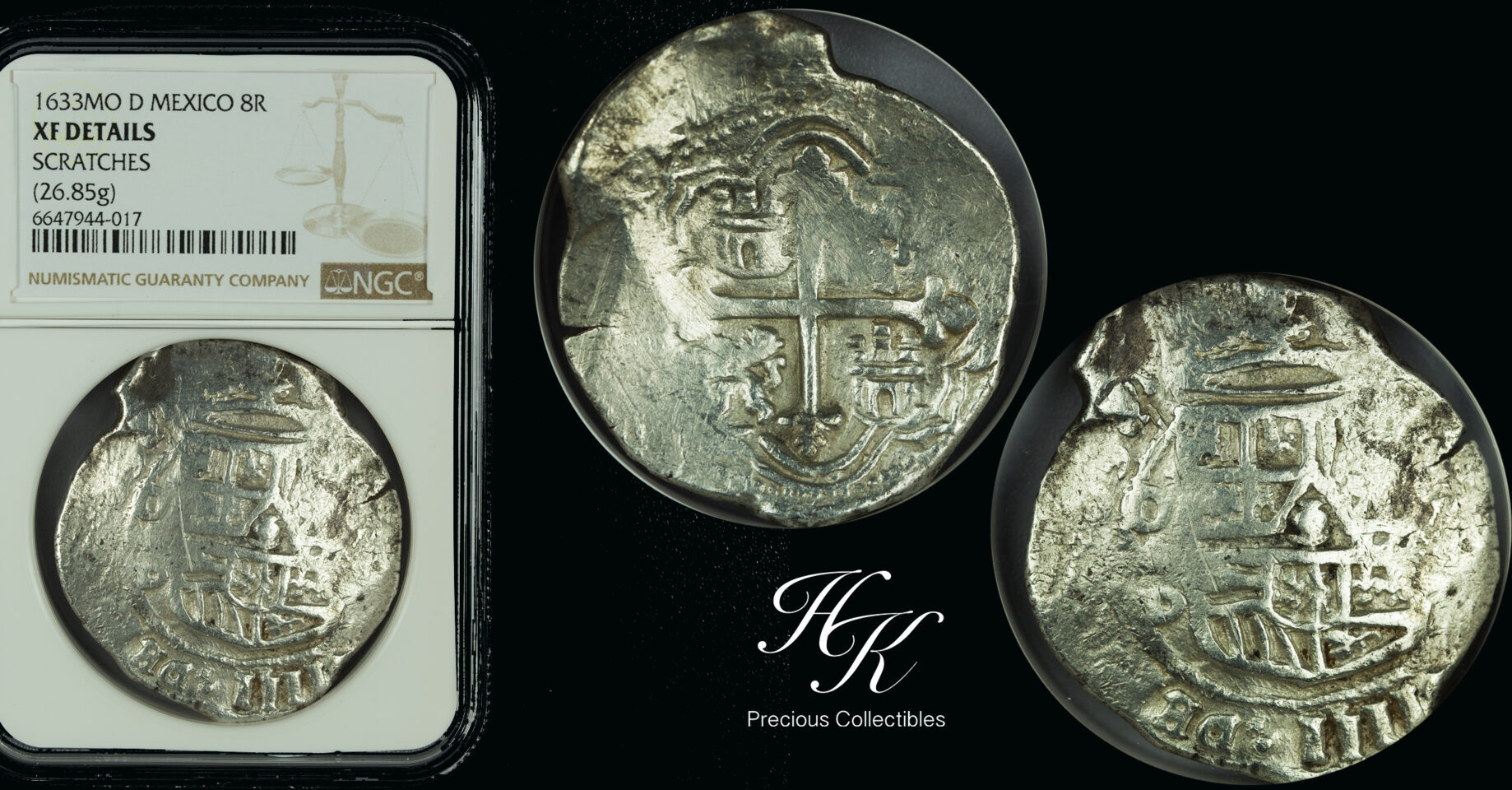 COB 8 REALES Silver 1633 MO 8 Reales cob NGC XF DETAILS PHILIP III ...