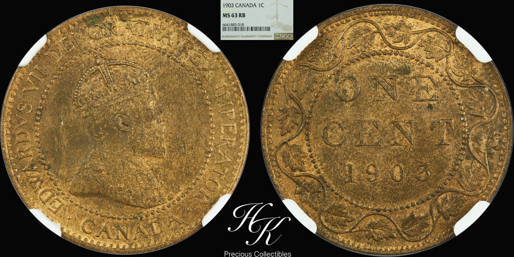 1 CENT Copper cent 1903 Edward VII NGC MS63 RED BROWN Canada NGC MS63 ...