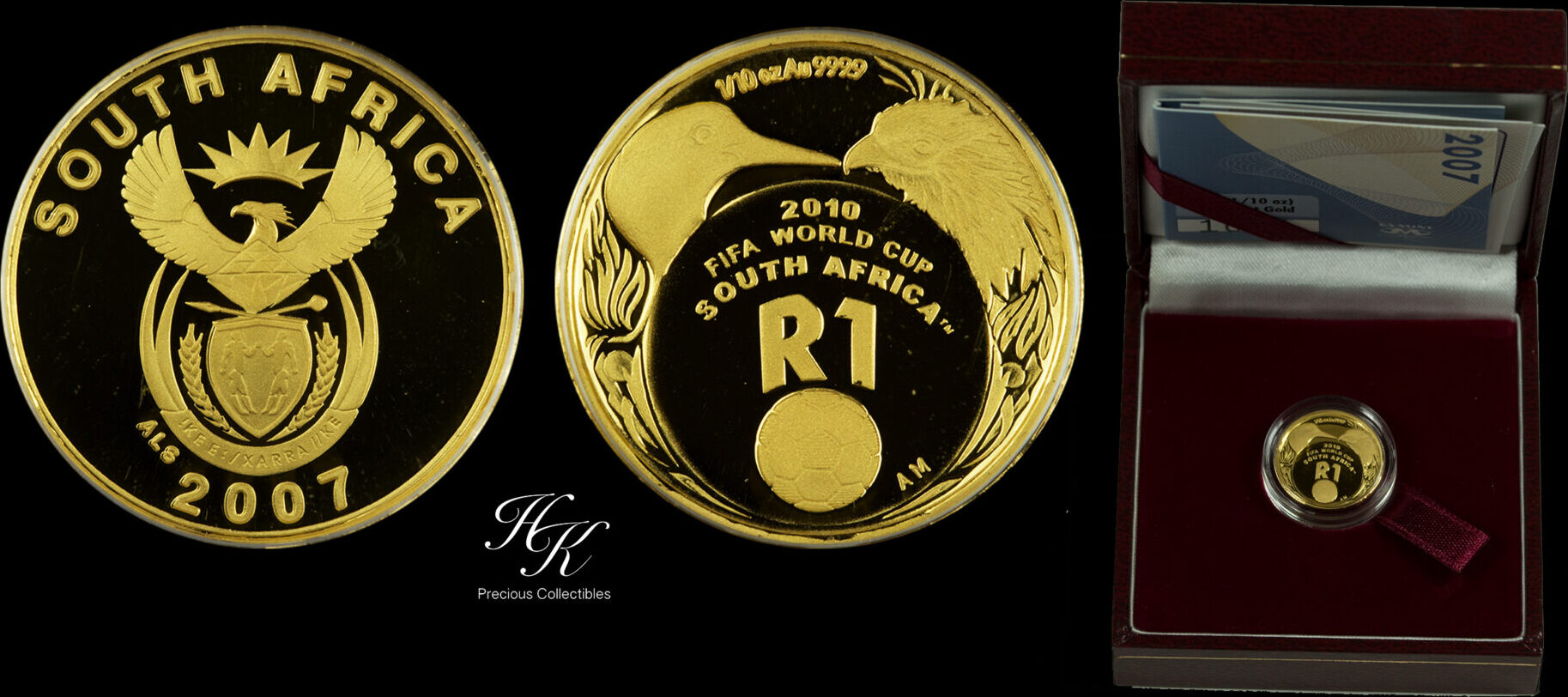 1 RAND Gold proof Rand 2007 1/10 oz -FIFA World Cup, 2010- South Africa PP | MA-Shops