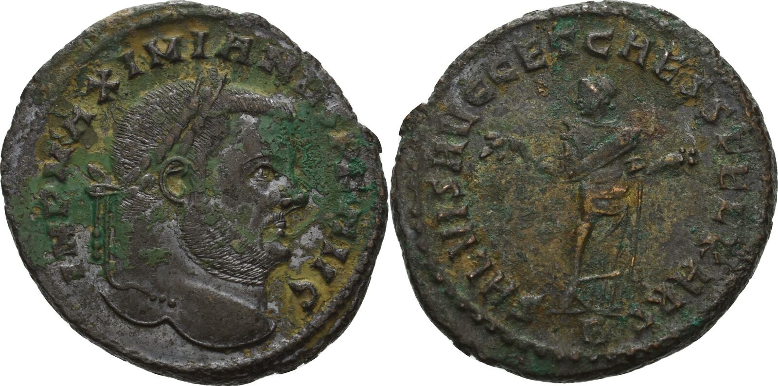 Kaiserzeit Follis 301, Maximianus Herculius 286-305 Leichte Belagreste ...