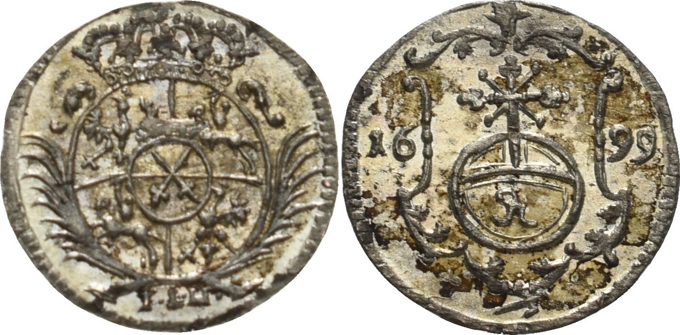 Sachsen-Kurlinie ab 1547 (Albertiner) Pfennig 1699, Friedrich August I., der Starke 1694-1733 ...
