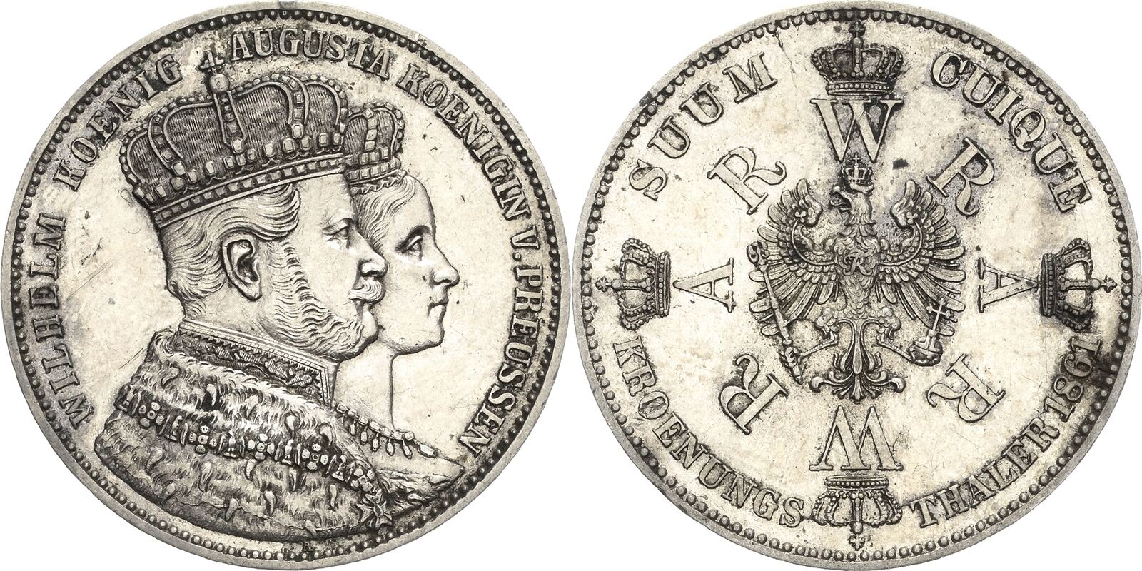 Brandenburg-Preußen Taler 1861, Wilhelm I. 1861-1888 Fast vorzüglich ...